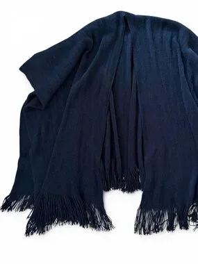 Sweaters | Black Knit Fringe Shawl Poncho | Poshmark